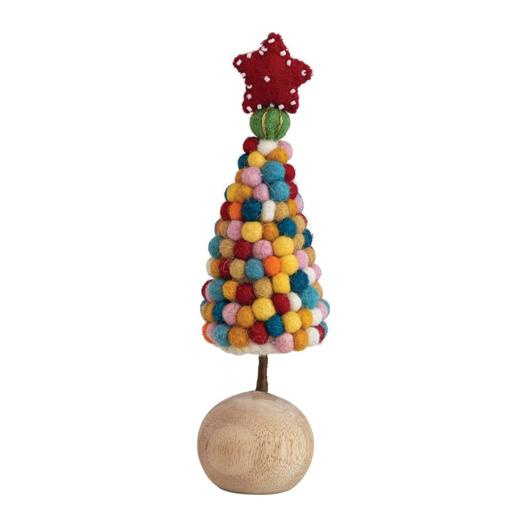 Creative Co-Op Handmade Wool Felt Pom Pom Tree - Mik Zenon