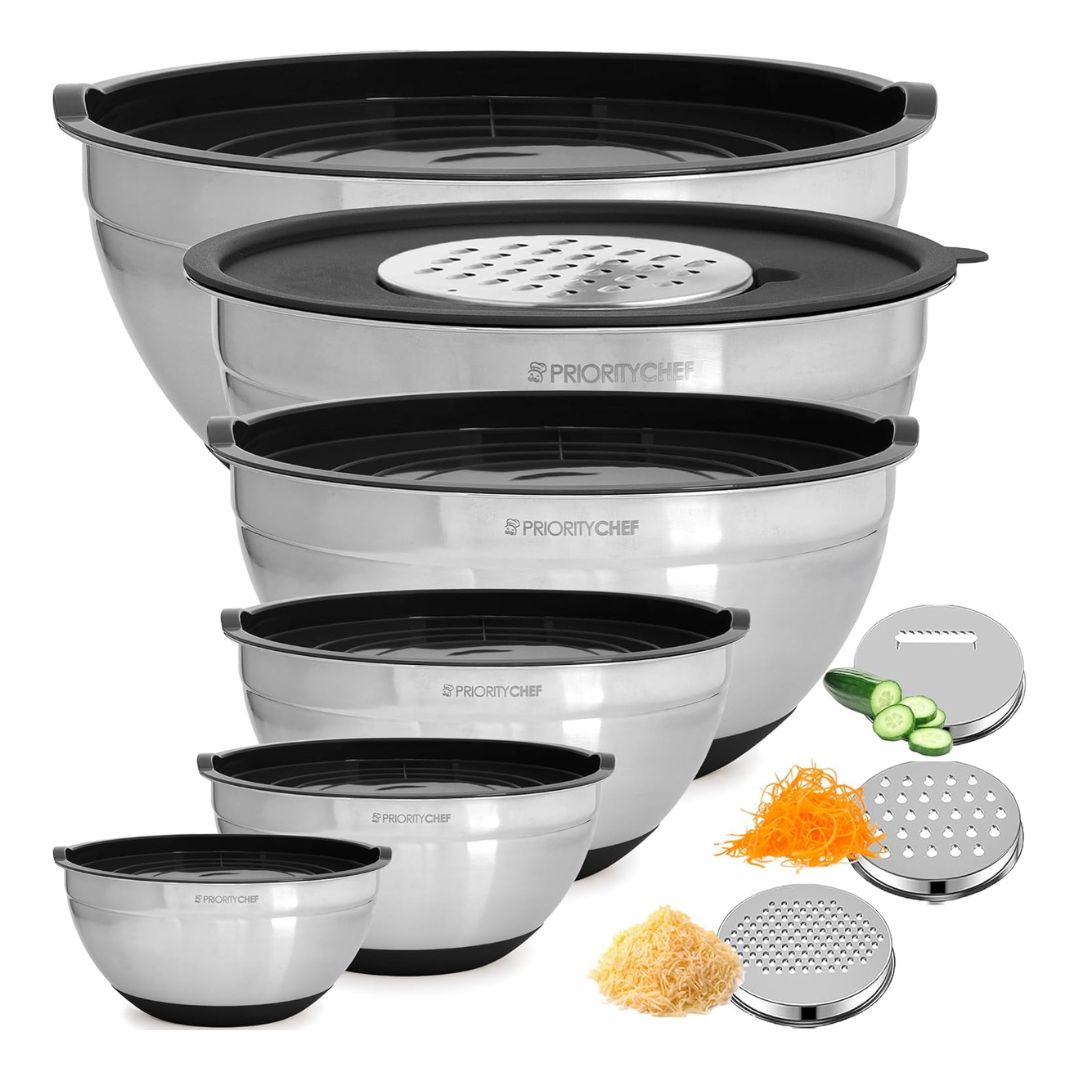 Priority Chef Large Mixing Bowls & Lids 6 Pcs - Mik Zenon