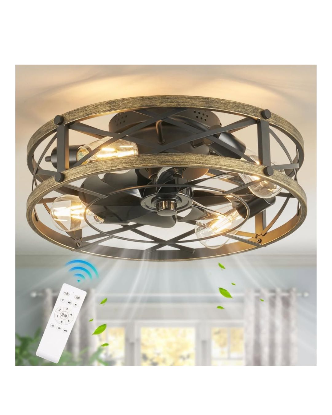 Caged Flush Mount Ceiling Fan - Mik Zenon