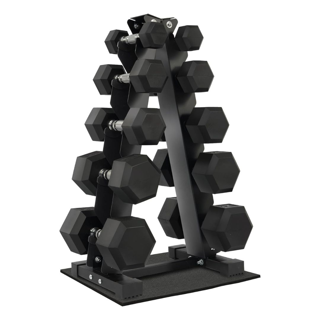 Fitvids Rubber Coated Hex Dumbbell Weight Set - Mik Zenon