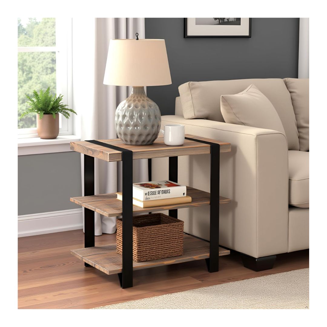 Modesto Rustic Side Table (3 Tier) - Mik Zenon